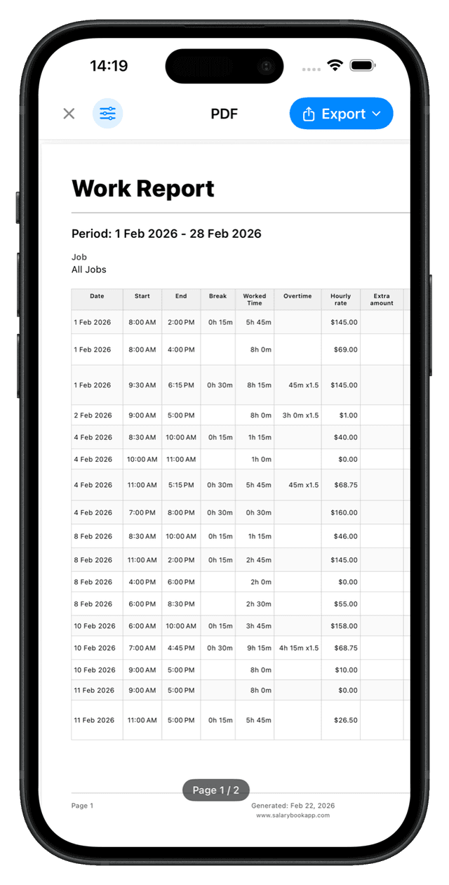 Salarybook - Time Tracking & Paycheck Management for Hourly Workers